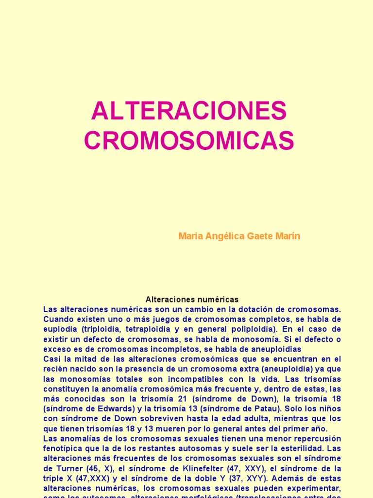 Alteraciones Cromosomicas | PDF | Trastorno genético | Nucleo celular