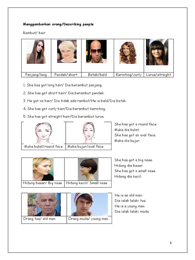 Describing People: Hair, Face, and Features | PDF