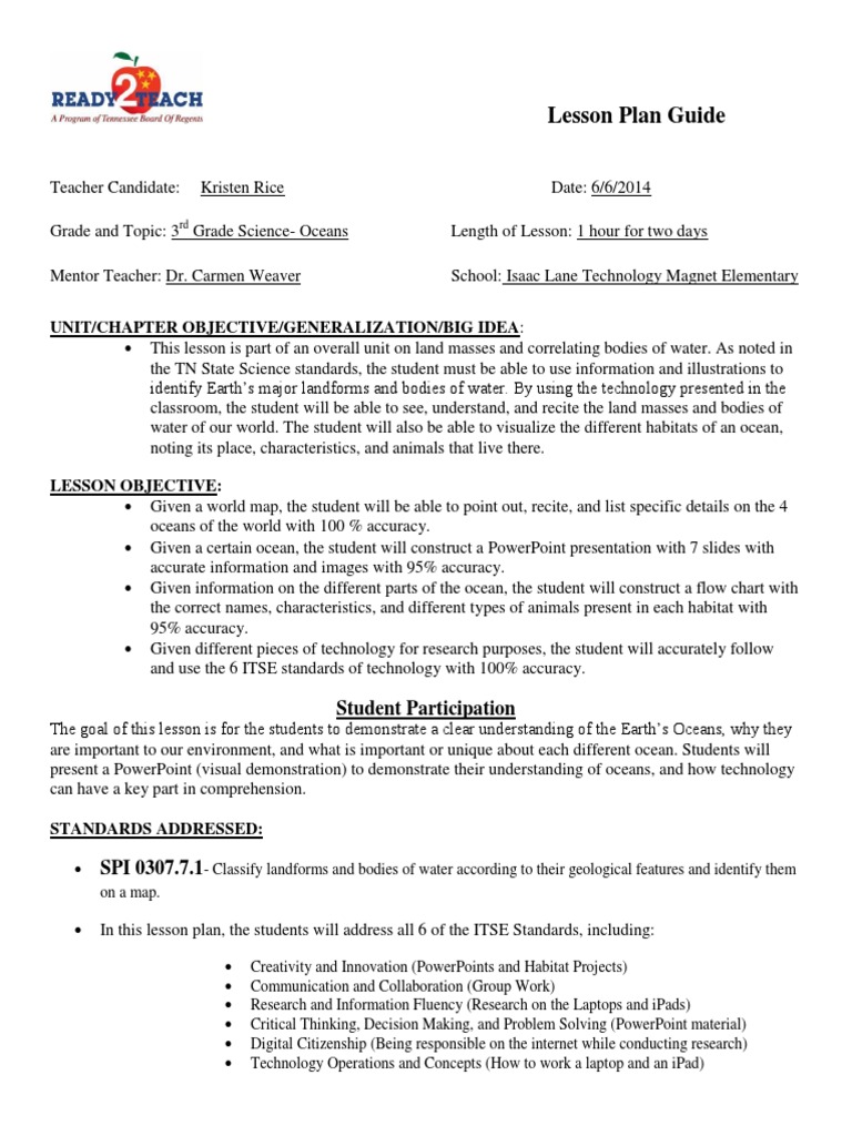 initial lesson plan idt 3600 | Lesson Plan | Classroom