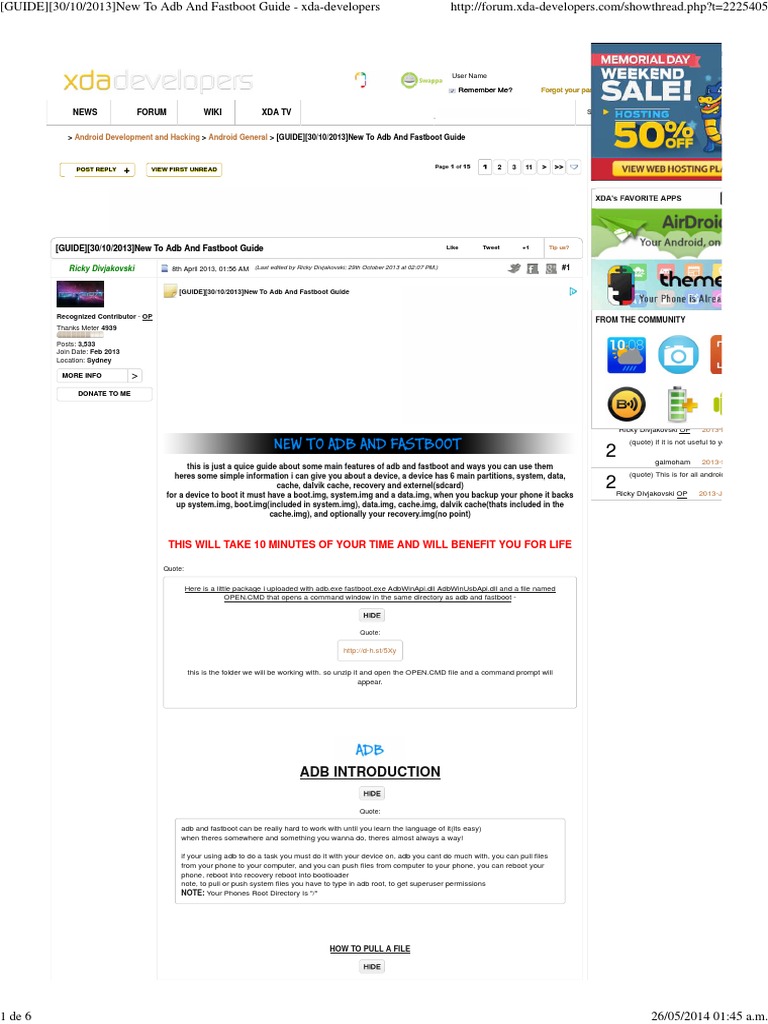 (GUIDE) (30!10!2013) New To Adb and Fastboot Guide - Xda-Developers | PDF | Shell (Computing ...