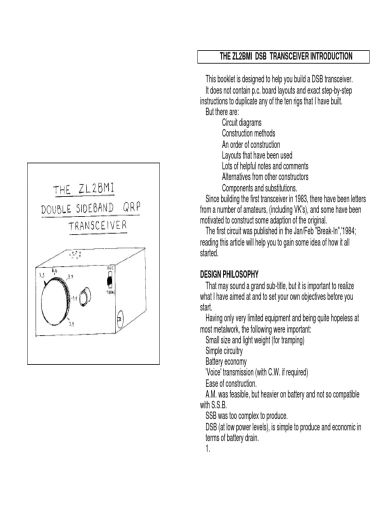 The Zl2bmi DSB Transceiver Introduction 2 | PDF | Amplifier | Field ...