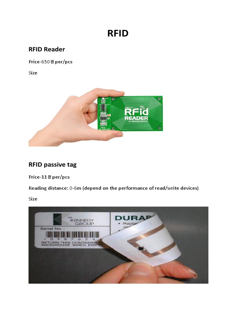 RFID Reader: Price-650 Per/pcs Size | PDF | Computers