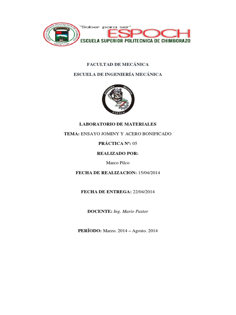 Jominy y Bonificado | PDF | Acero | Ciencia de los materiales