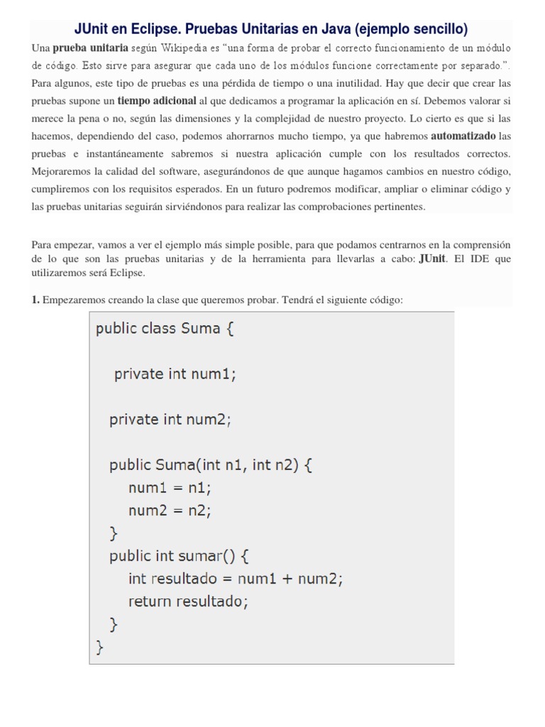 JUnit en Eclipse - Pruebas Unitarias | PDF | Eclipse (software ...