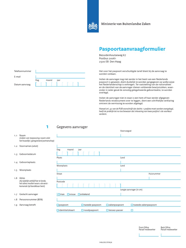 Paspoort Aanvraag Formulier | PDF