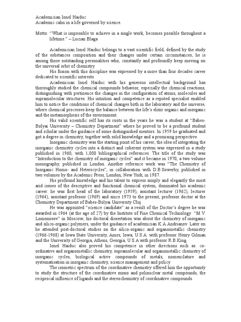 CRISTIAN COLCERIU PERSONALITATI CLUJENE CONTEMPORANE Acad. IONEL HAIDUC ...