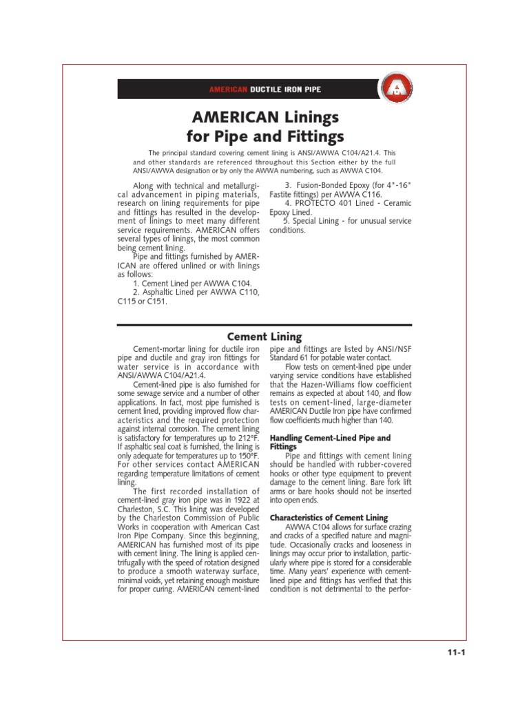 Standard Cement Lining | PDF | Pipe (Fluid Conveyance) | Industries