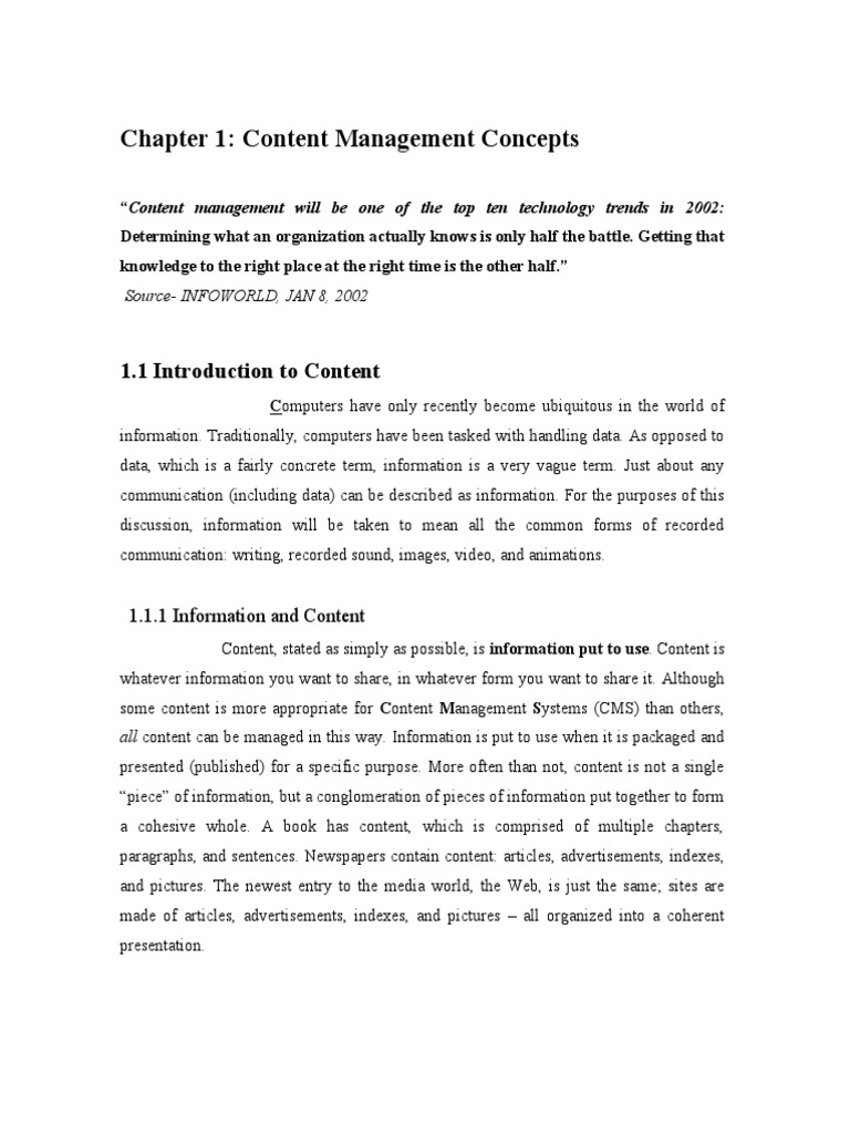 Chapter 1: Content Management Concepts | PDF | Metadata | Business Process