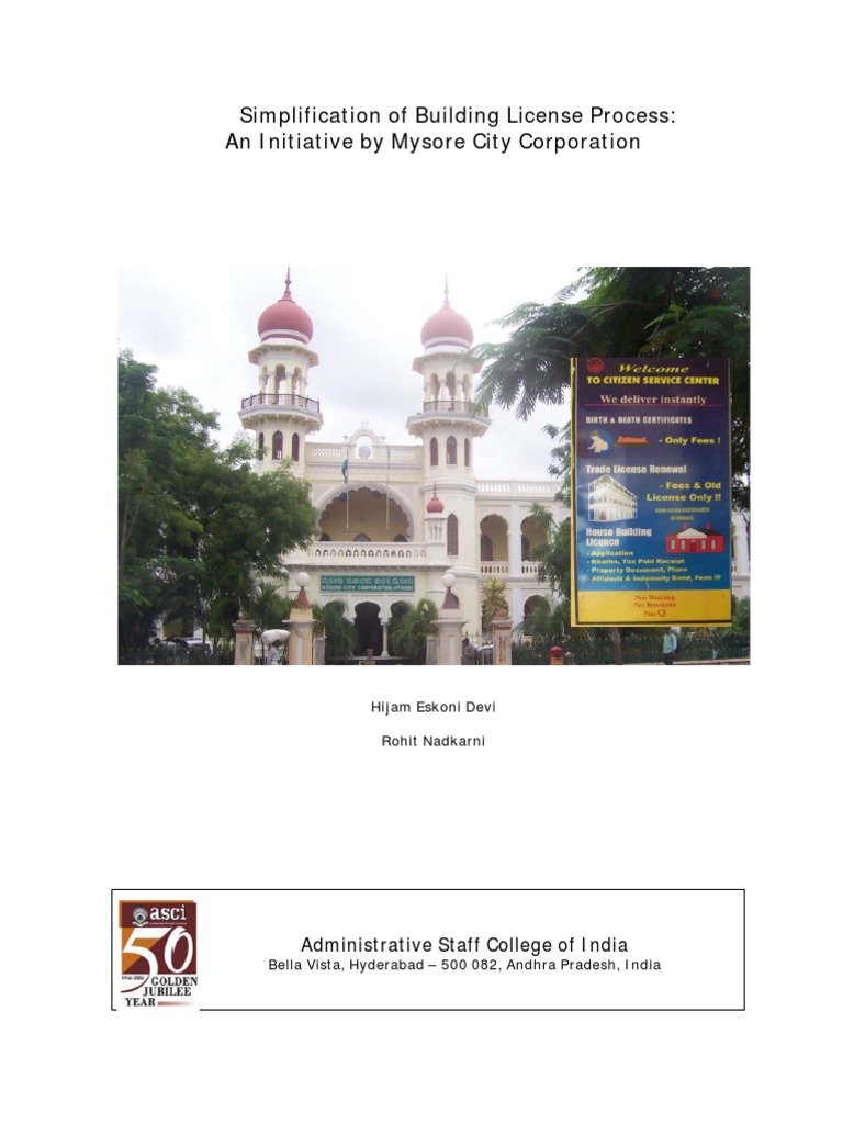 Simplification of Building License Process: An Initiative by Mysore ...