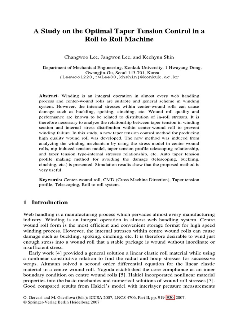 Optimal Taper Tension Control | PDF | Linear Elasticity | Stress ...