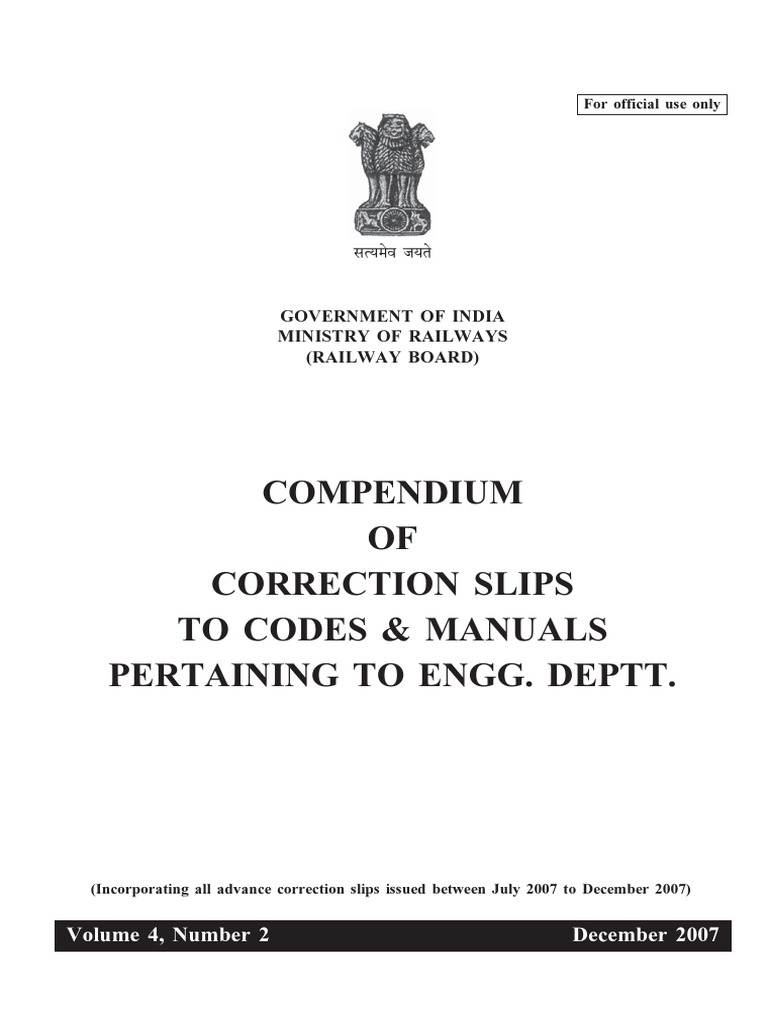 Compendium of Correction Slips To Codes and Manuals Pertaining To Engg ...