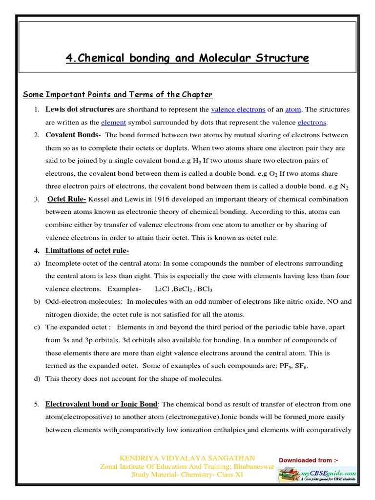 Chemical Bonding and Molecular Structure | PDF | Ionic Bonding ...