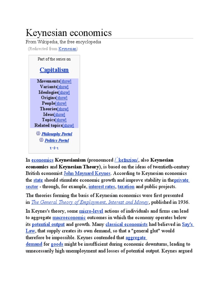 Keynesian Economics Overview | PDF