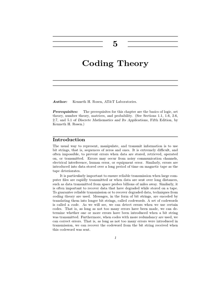 Coding Theory | PDF | Forward Error Correction | Code