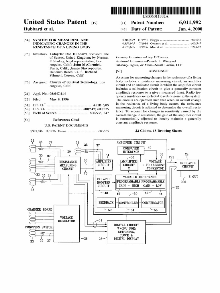 Scientology Ultra Mark VIII E-Meter Patent | PDF | Operational ...
