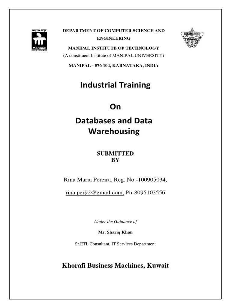 Internship Report | Data Warehouse | Databases