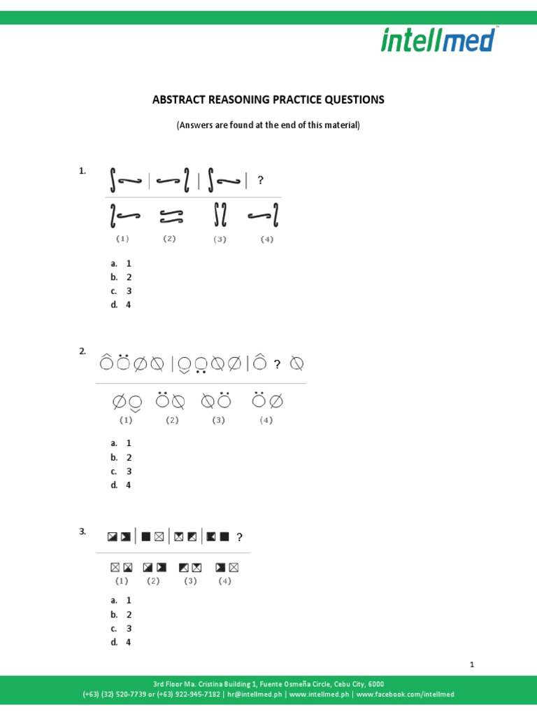 Practice Questions Abstract Reasoning | PDF