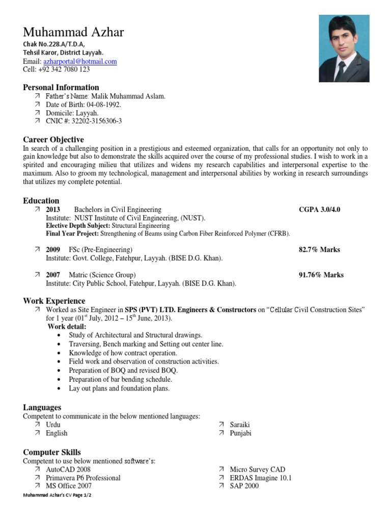 Azhar CV | PDF | Engineering | Science