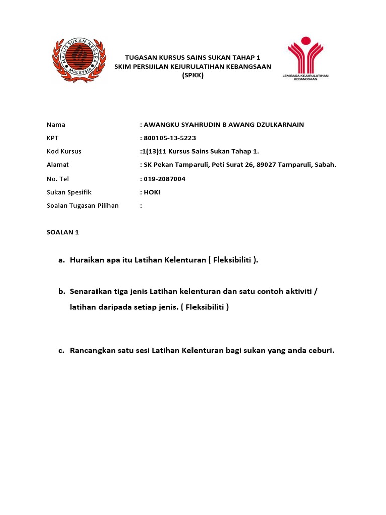 Tugasan Kursus Sains Sukan Pdf