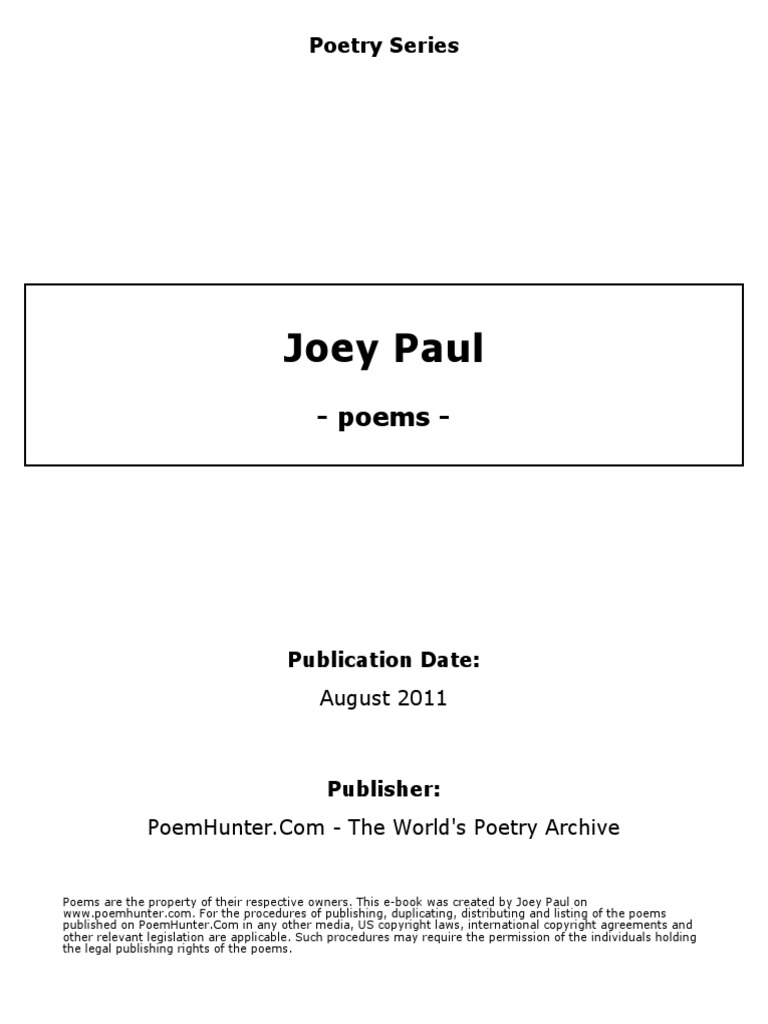 Poetry by Joey | PDF | Art | Poetry