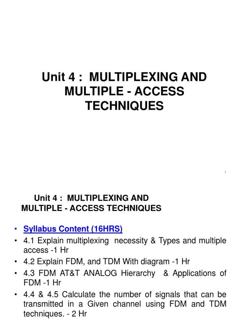 Multiplexing and Multiple Access Techniques | PDF | Multiplexing ...