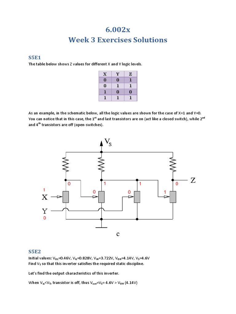 6.002x Week 3 Exercises Solutions: ST ND TH | PDF | Teaching Mathematics