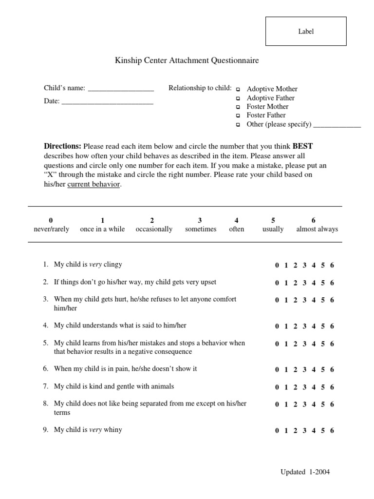 KCAQ English 20 Questions With Scoring Instructions | PDF | Attachment ...