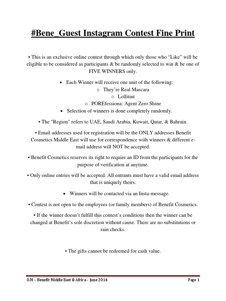 Instagram Contest Rules MEA 2014 | PDF