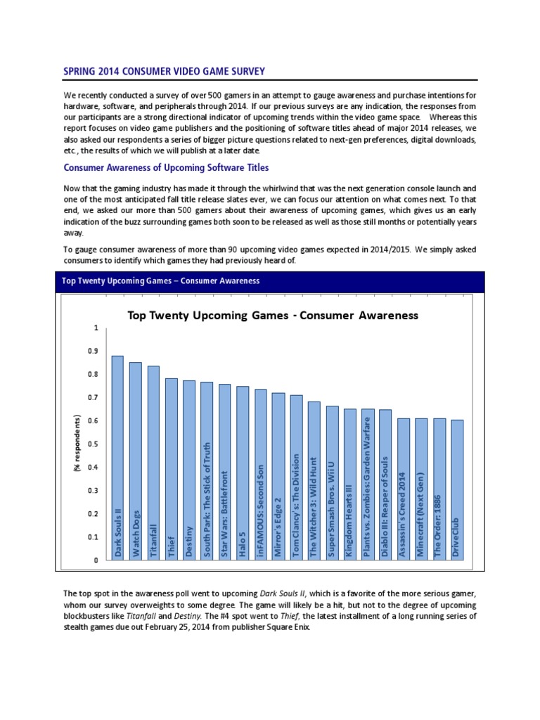 2014 Spring Video Game Survey | PDF | Video Games | Gaming