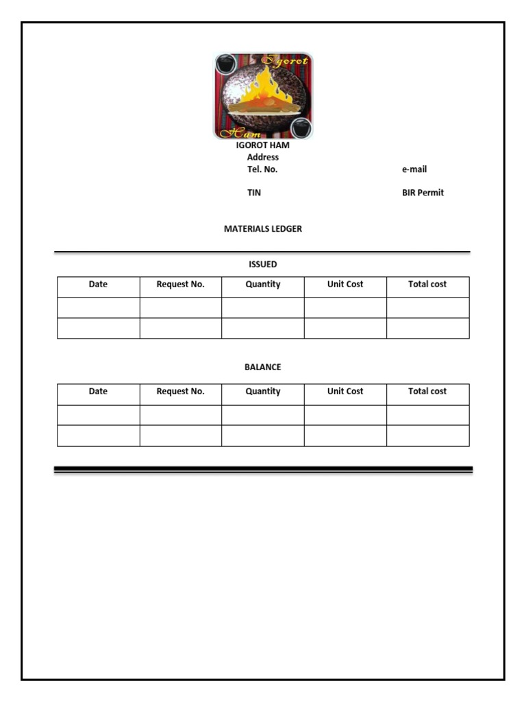 Materials Ledger Sample | PDF