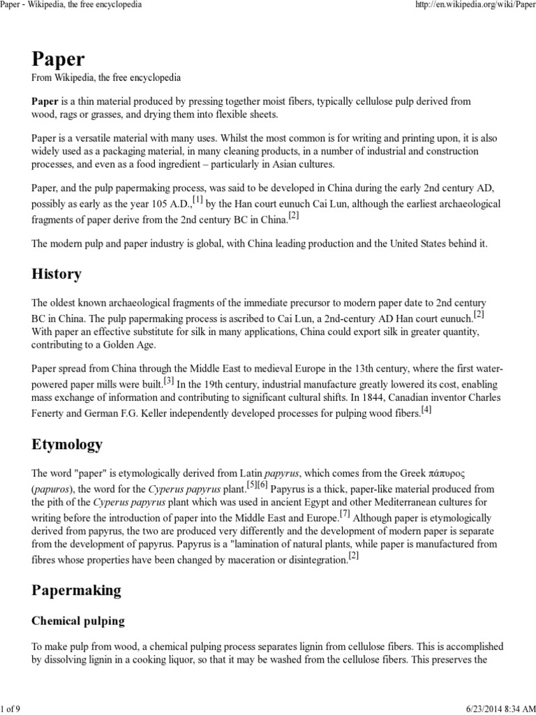 Paper - Wiki | PDF | Pulp (Paper) | Paper