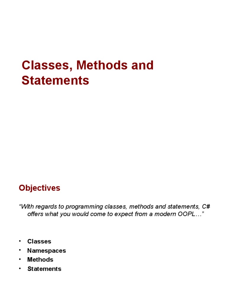 04 Classes Methods Stmts | PDF | Namespace | Method (Computer Programming) 04 Classes Methods Stmts | PDF | Namespace | Method (Computer Programming)