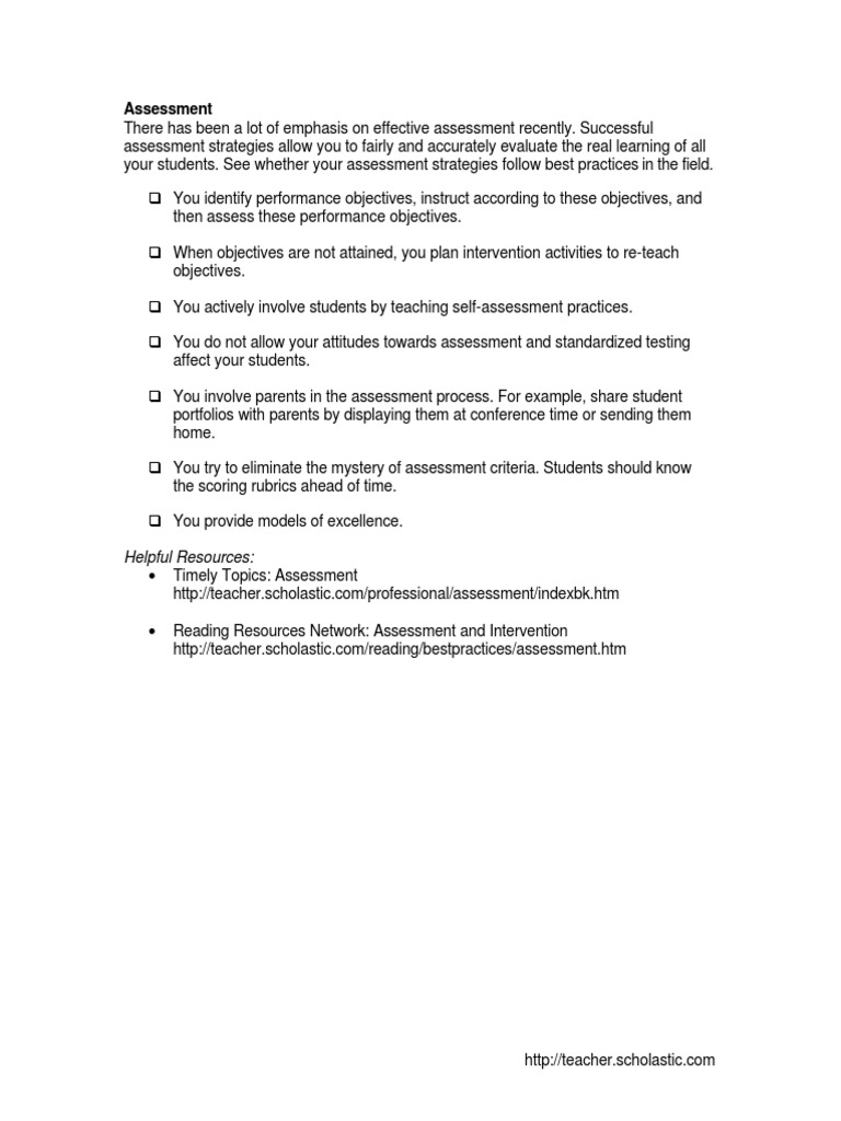 Effective Assessment Strategies for Educators | PDF | Career & Growth ...