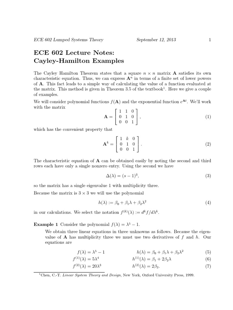 Cayley Hamilton Examples | PDF | Matrix (Mathematics) | Mathematical ...