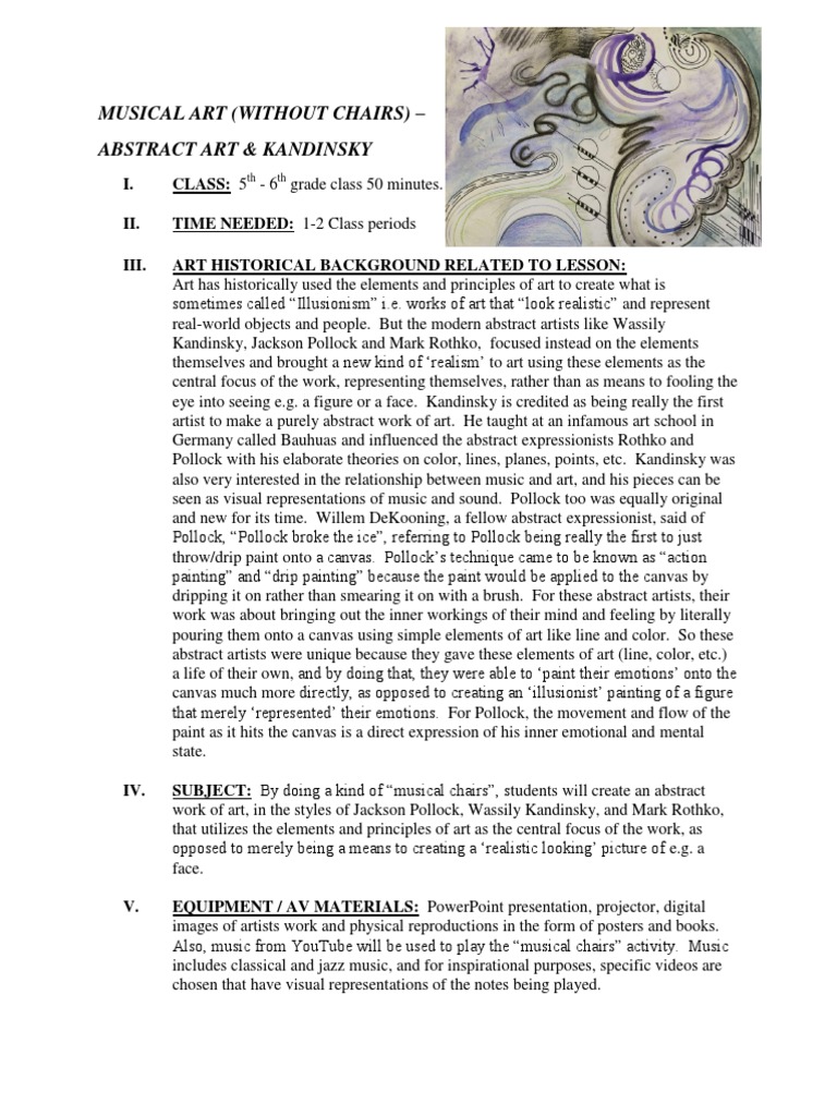 Lesson Plan 5th Grade Kandinsky | PDF | Abstract Art | Paintings