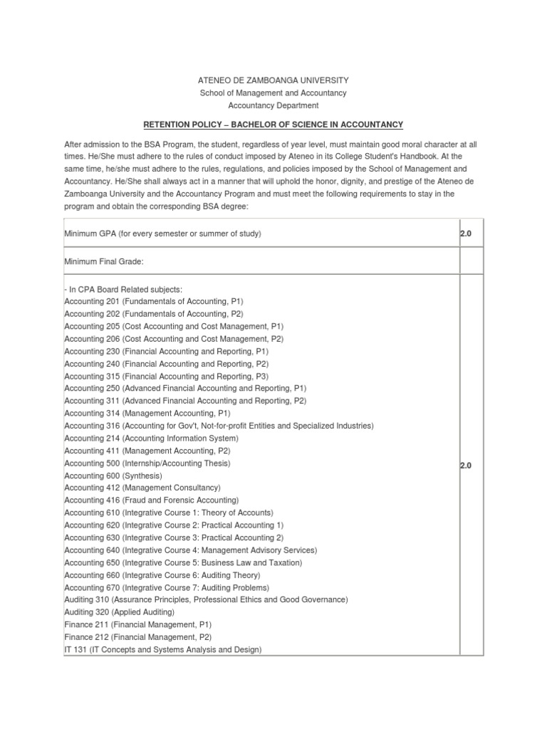 BSA Retention Policy Overview | PDF | Economics | Accounting