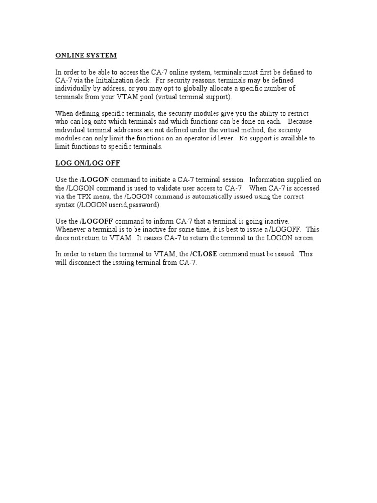 CA-7 Terminal Operations Guide | PDF | Computer Architecture | Computer ...
