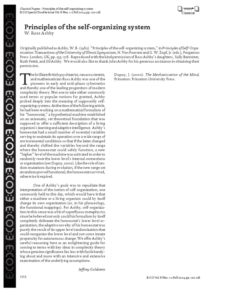 Principles of The Self-Organizing System (Ashby) | PDF | Self ...