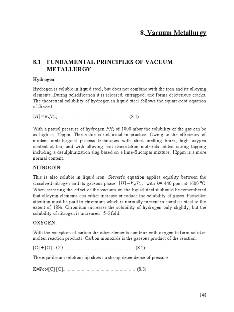 Vacuum Metallurgy | PDF | Steel | Solubility