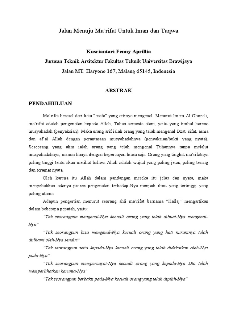 Jalan Menuju Ma'Rifat | PDF