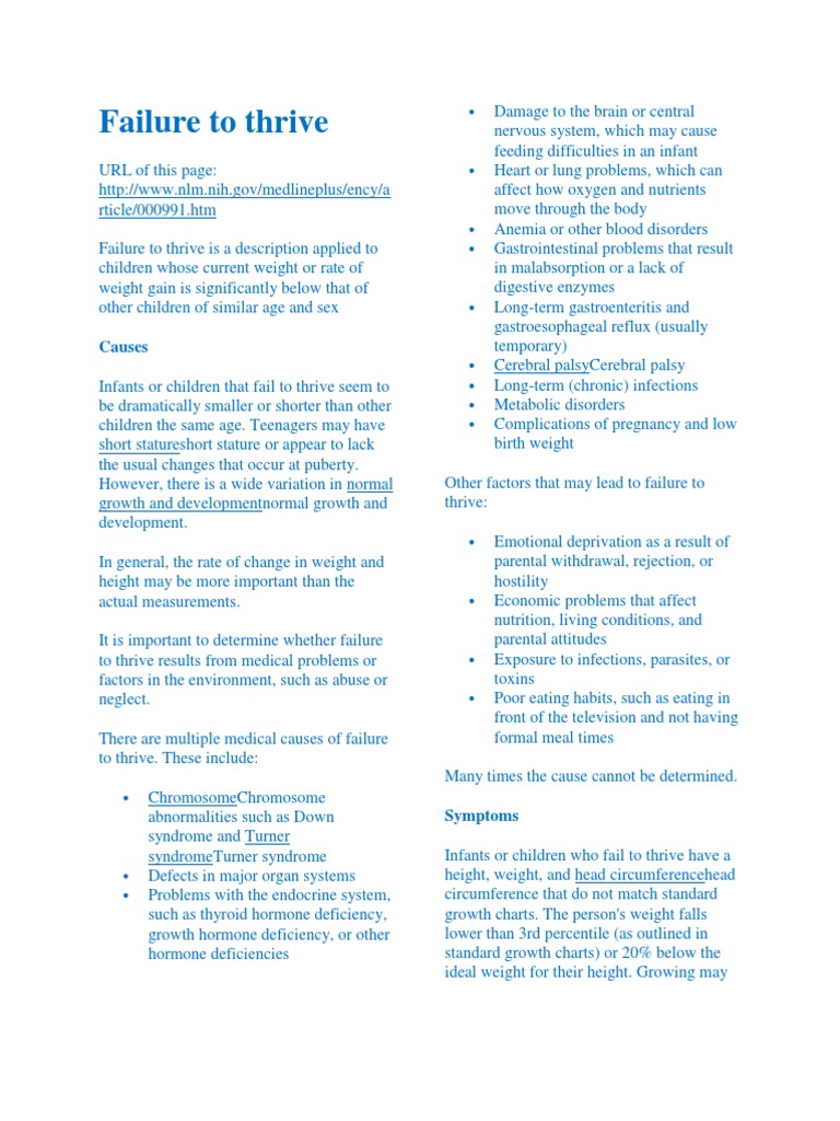 Failure to Thrive | Infants | Adolescence