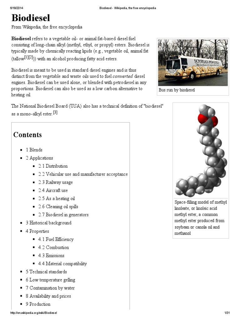Biodiesel - Wikipedia, The Free Encyclopedia | PDF | Biodiesel | Diesel ...
