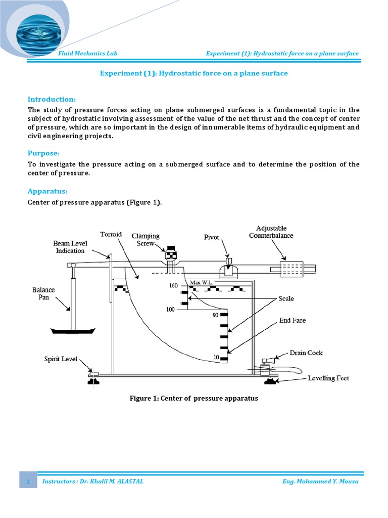 Experiment 1 Fluid Mechanics Lab | PDF | Weighing Scale | Pressure