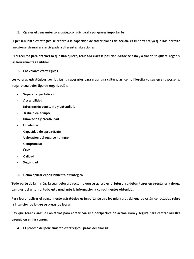 Que Es El Pensamiento Estratégico Individual y Porque Es Importante ...