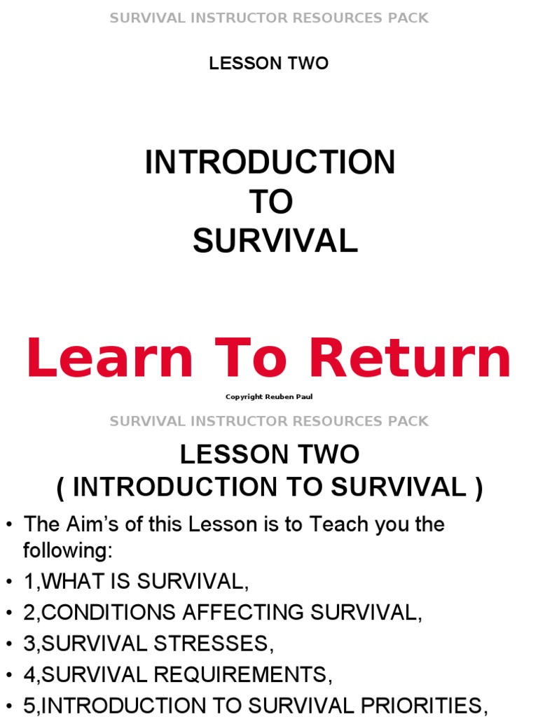 Introduction To Survival | PDF | Survival Skills | Stress (Biology)