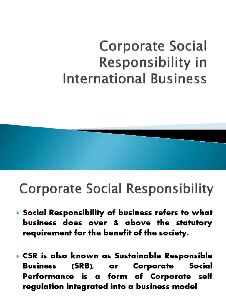 13corporate Social Responsibility in International Business | PDF ...