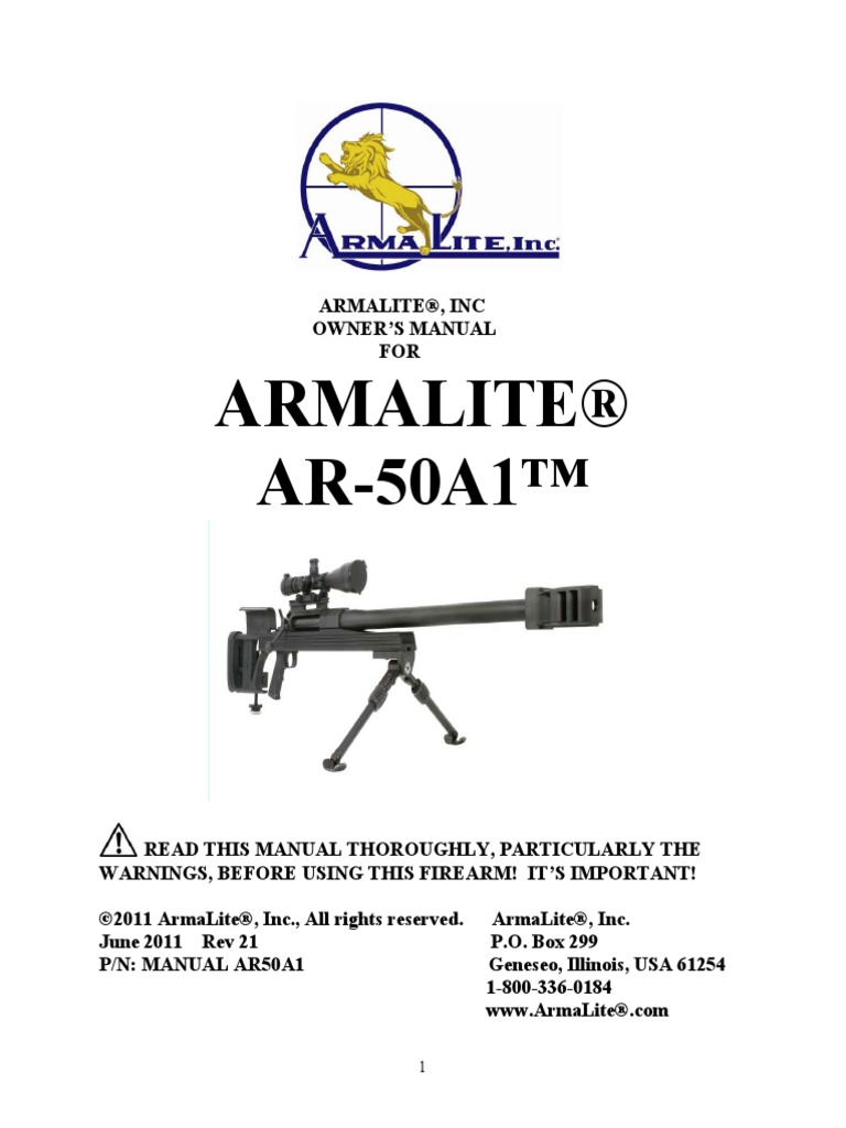 ArmaLite AR-50 Sniper Rifle Manual | PDF | Telescopic Sight | Rifle