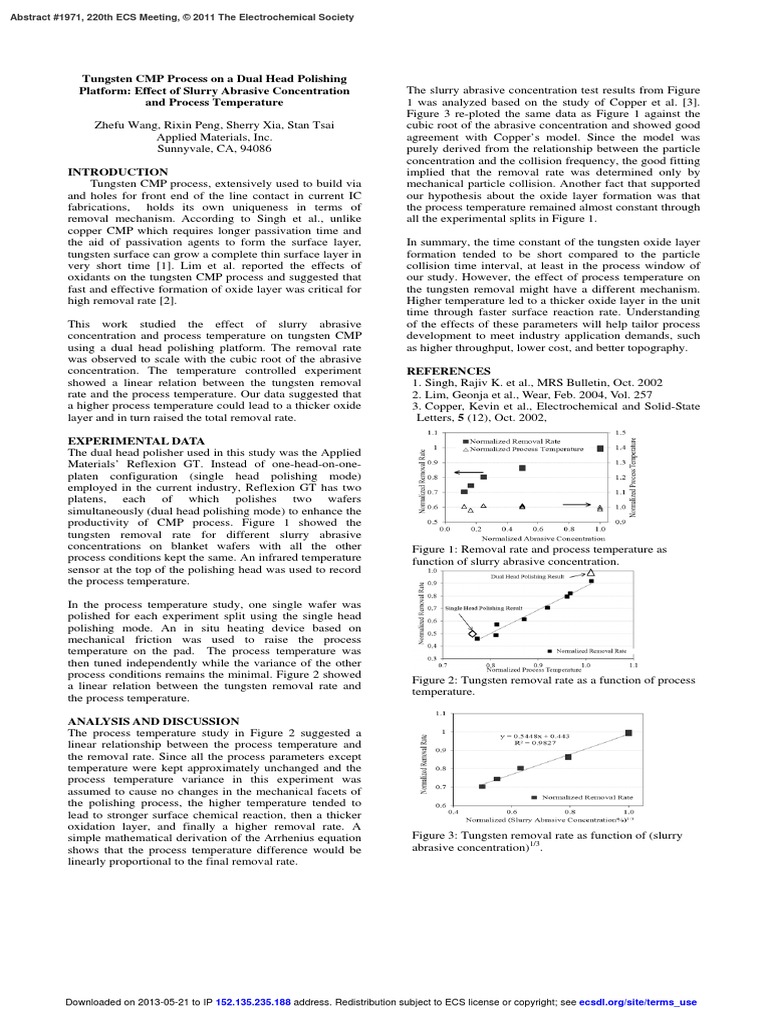 Tungsten CMP | PDF | Temperature | Physical Sciences