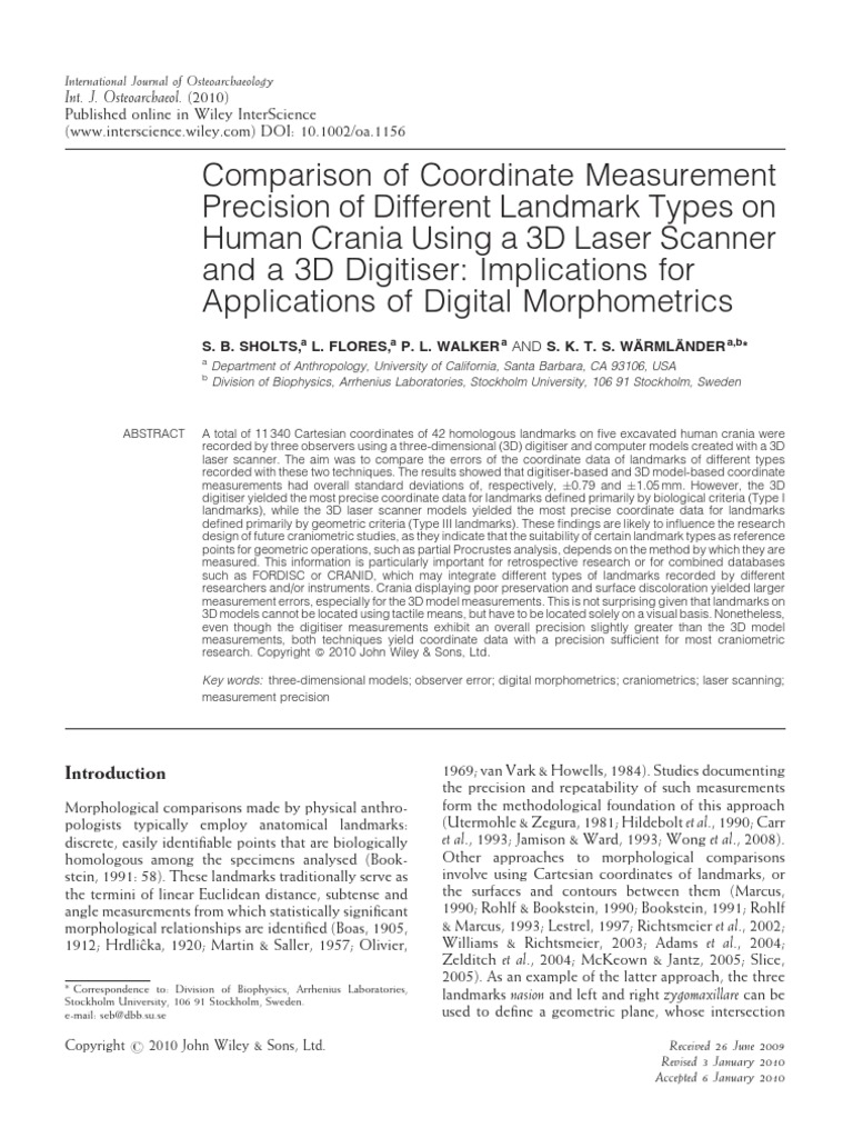 Landmarks Osteometria | PDF | Ct Scan | Morphometrics