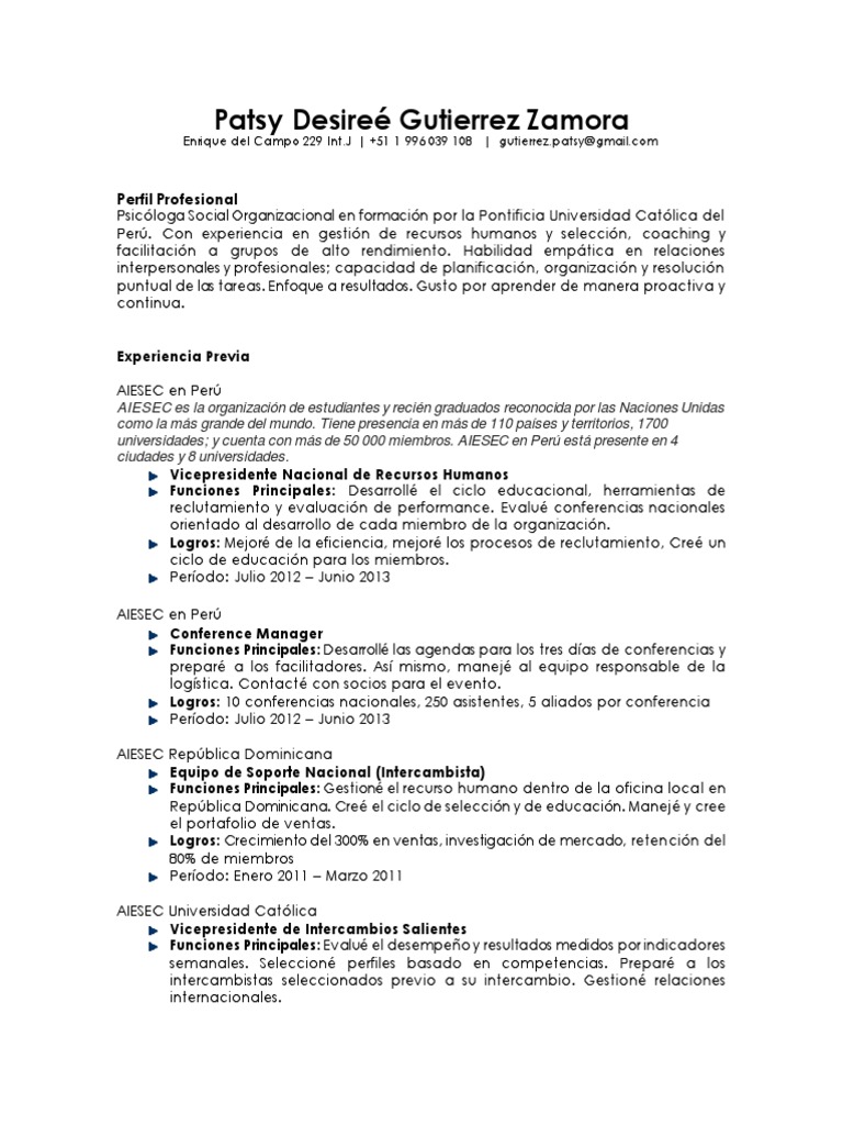 APTITUS Patsy Gutierrez Zamora 5877 PDF | PDF | Recursos humanos | Perú